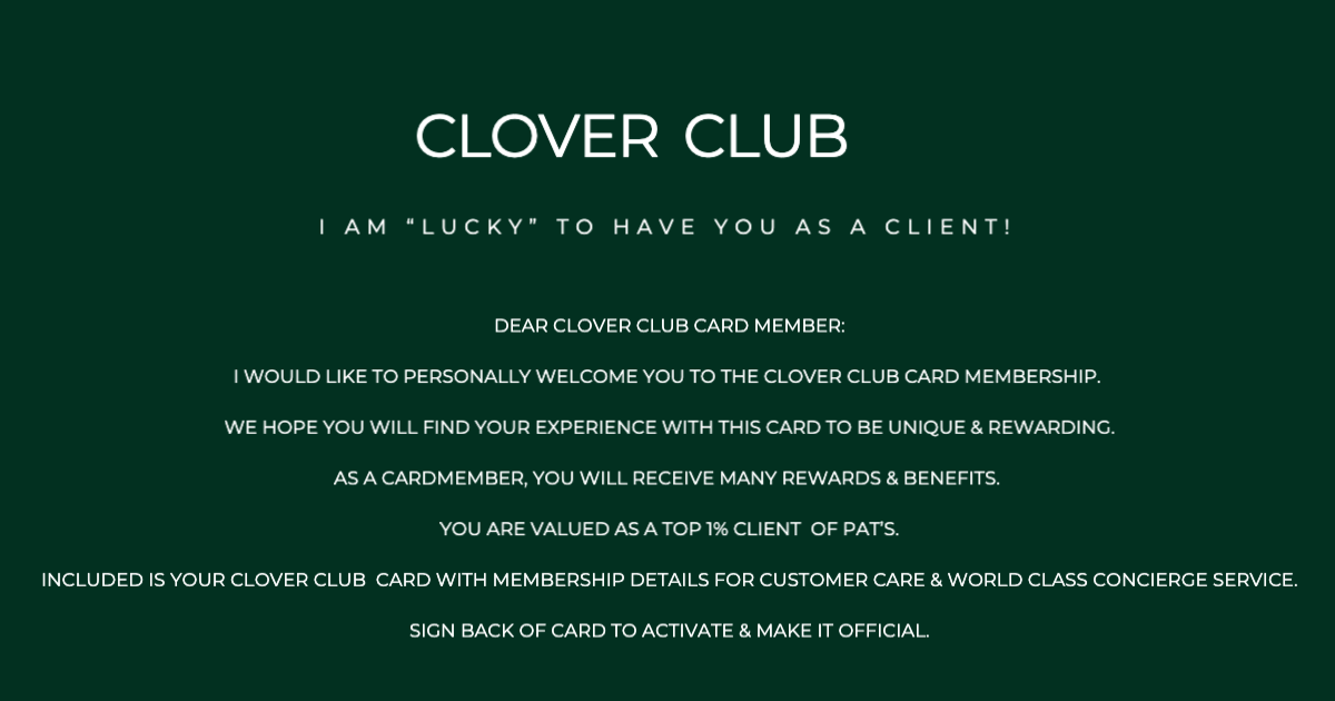Clover Club Card Website